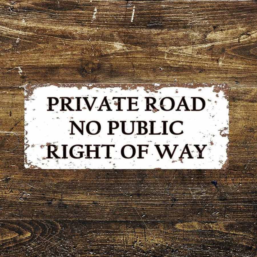 Private Road No Public Right Of Way Vintage Metal Sign – Aspect Homeware