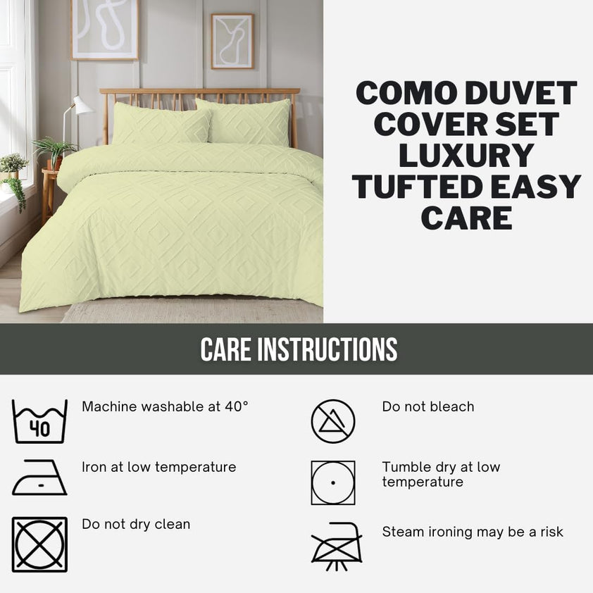 Olivia Rocco Como Tufted Duvet Cover & Pillowcase Set – Grey & White ...