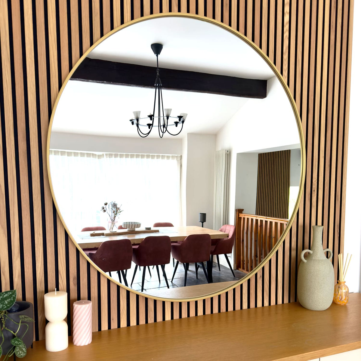 Rei - Extra Large Round Gold Metal Circle Mirror - 120cm x 120cm ...