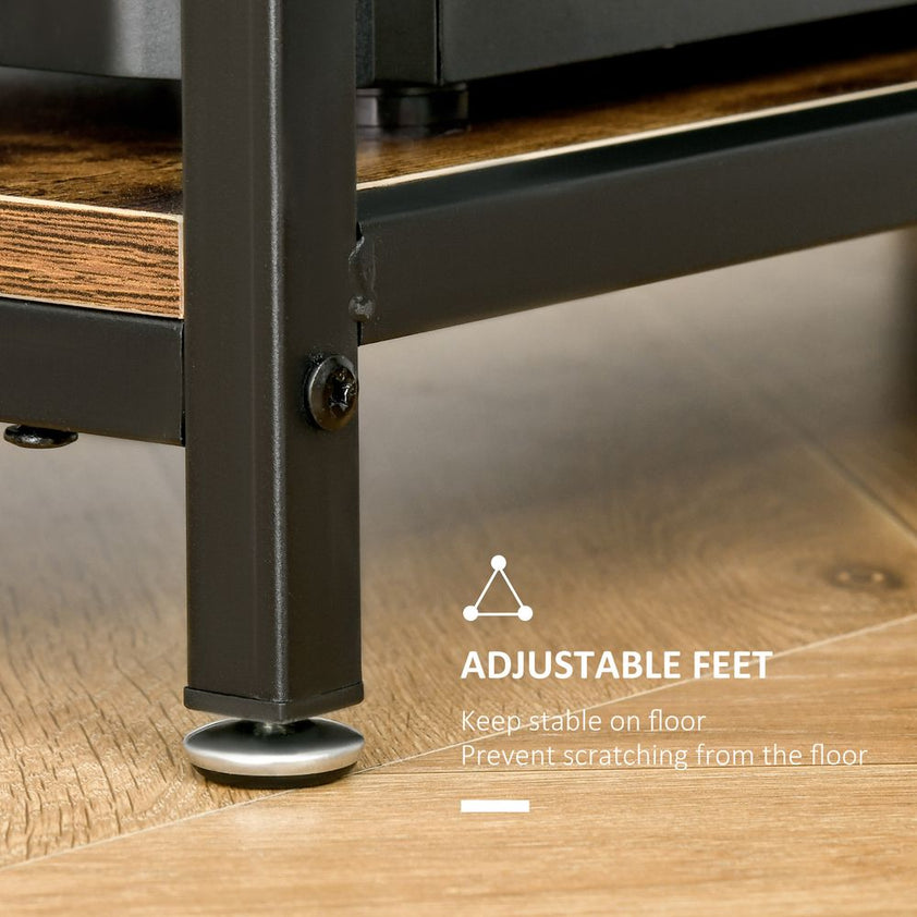 Rustic Brown Computer Desk Workstation with Storage Shelf – Aspect Homeware