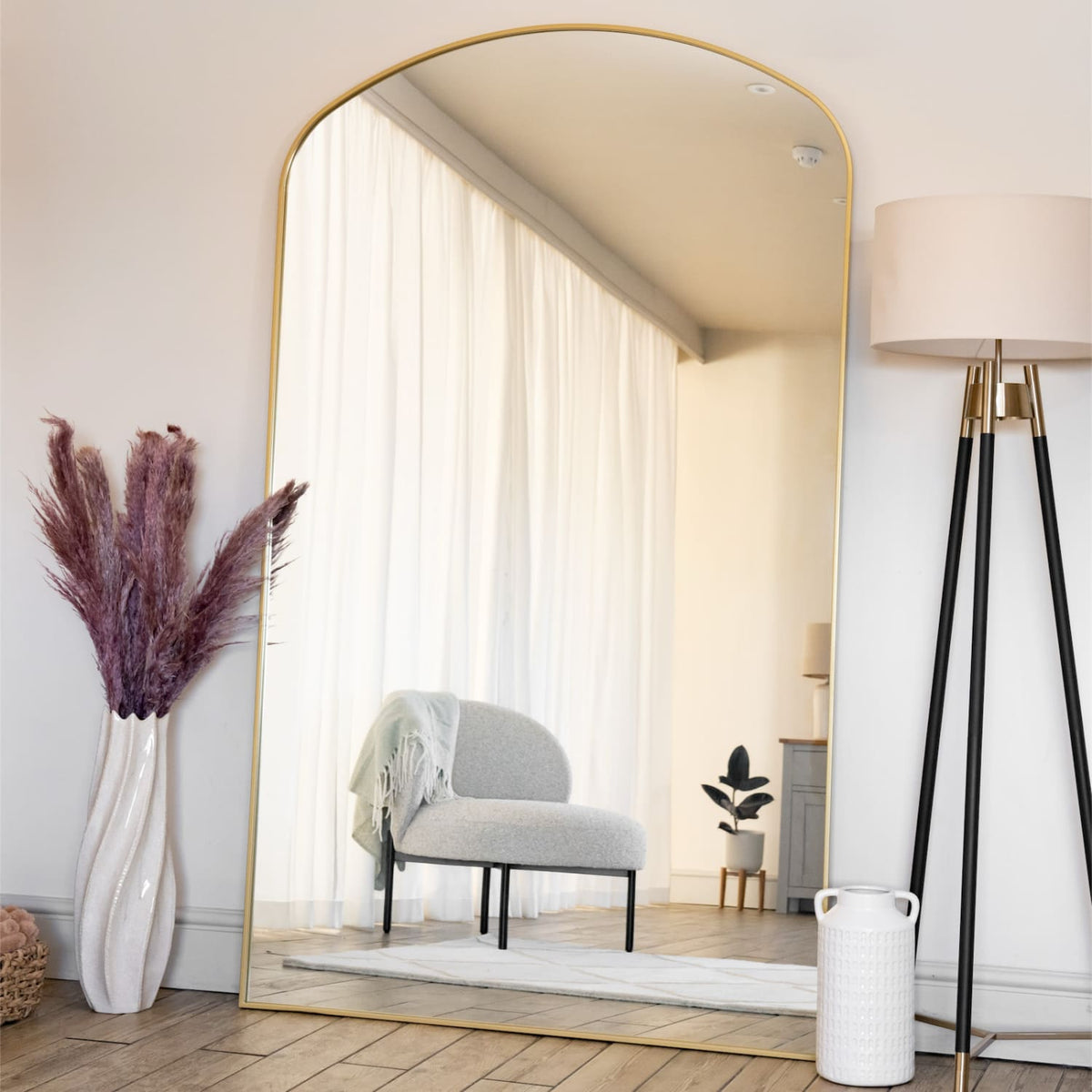 Yoko - Full Length Gold Metal Gentle Arch Mirror - 180cm x 90cm ...