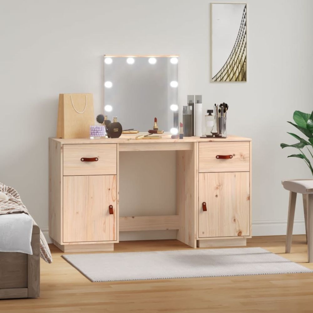 Dressing Table Set with LED Solid Wood Pine – Aspect Homeware