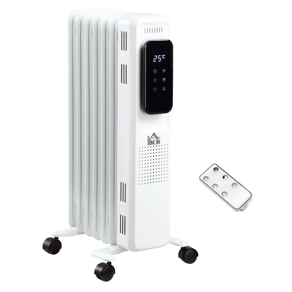 White Oil Filled Electric Radiator Heater with LED Display - 1630W ...